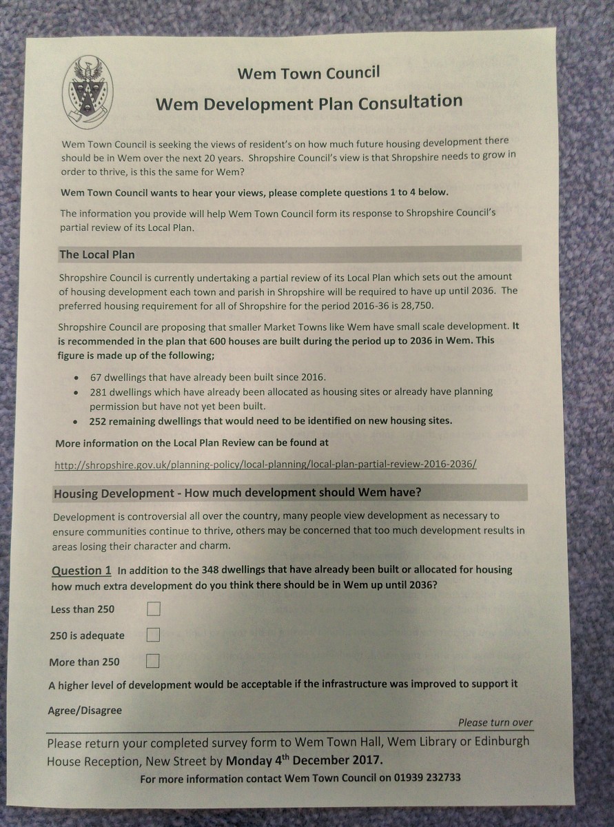 Local Plan Review Consultation | Wem Town Council